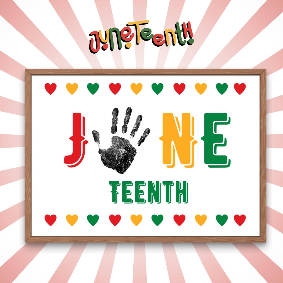 Juneteenth Handprint Craft, Kids Art Keepsake, Red Black Green Art ...