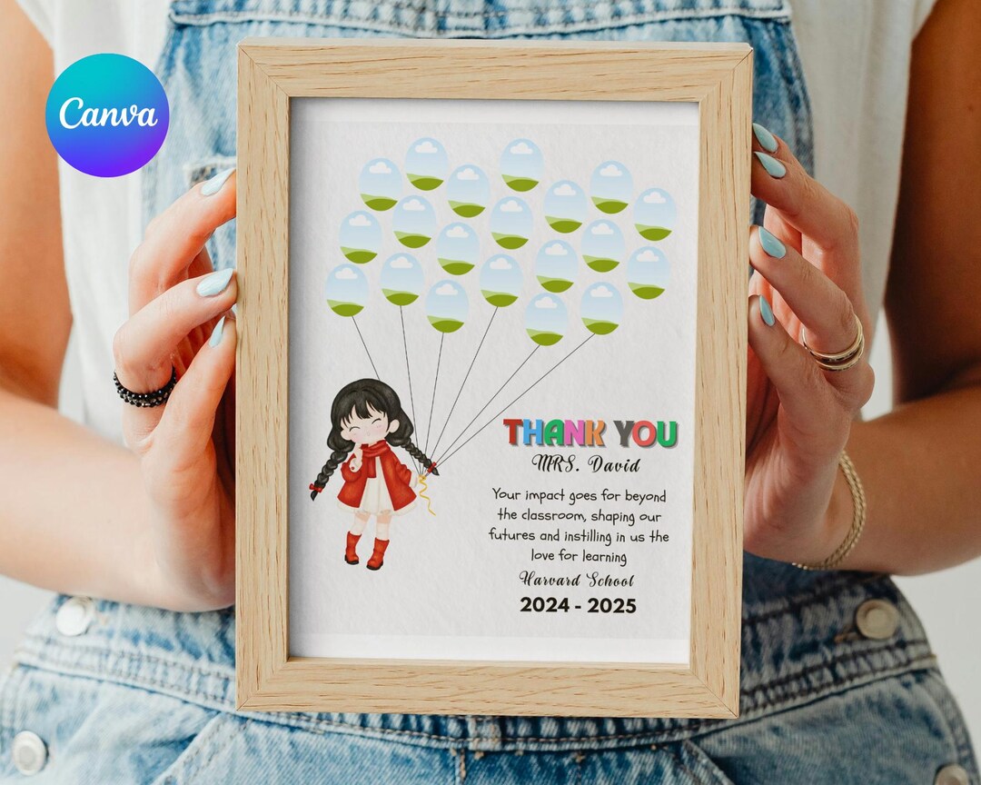 Personalized Teacher Photo Appreciation Gift Art, Photo Balloons Poster ...