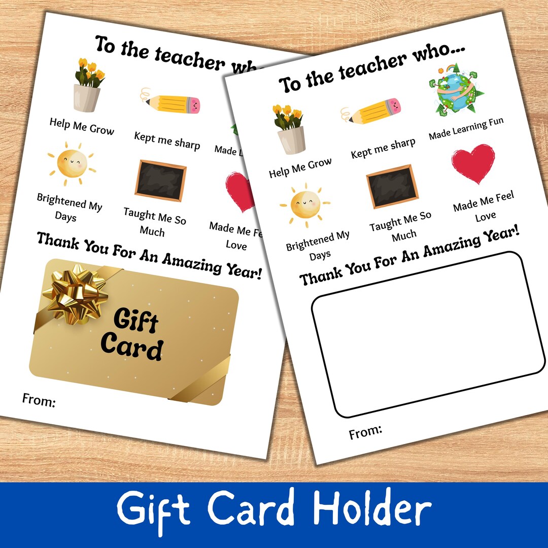 End of the Year Teacher Gift Card Holder, Teacher Appreciation Card ...