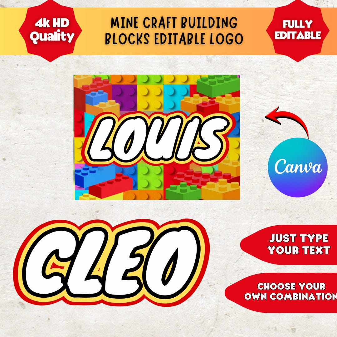 Building Blocks Editable Logo | Custom Font | Personalized PNG ...