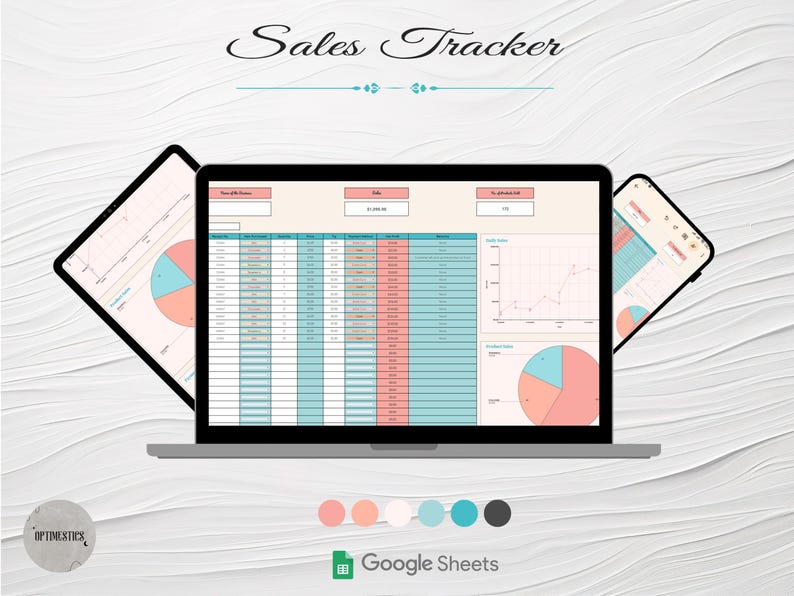 Minimalist Weekly Sales Tracker Template With Monthly Summary Charts ...