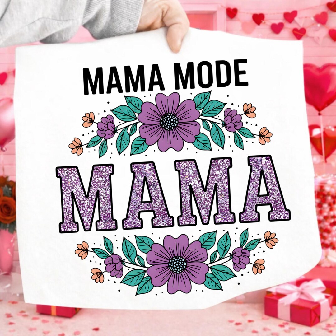 MAMA Glitter Floral PNG, Purple Sparkle Mom Shirt Design, Retro Mama ...