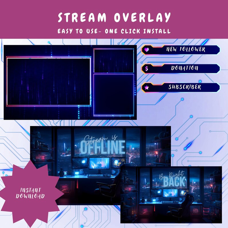 Ultimate Animated Stream Overlay Pack for Gamers | Twitch Youtube Kick ...