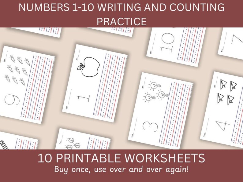 Number Tracing Worksheets | Printable PDF for Kids | Numbers 1-10 ...