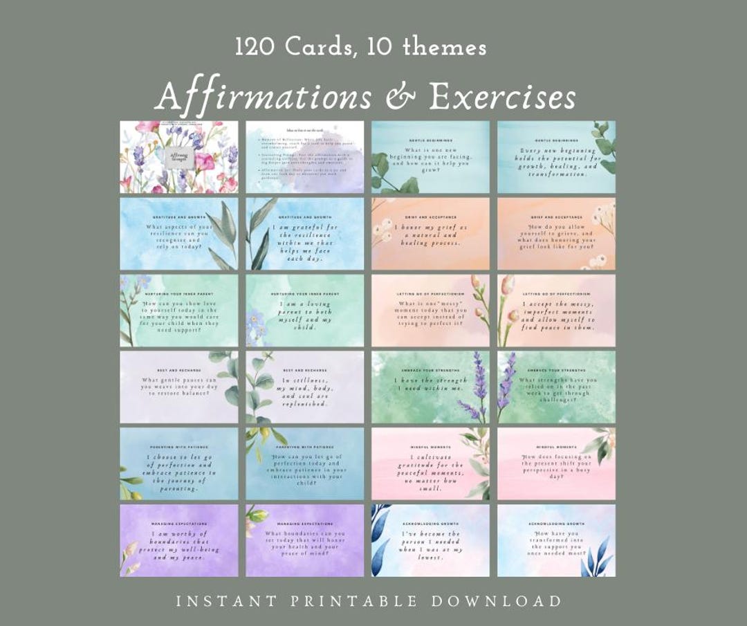 120 Affirmation Cards for Parents With Chronic Illness and Cycle ...