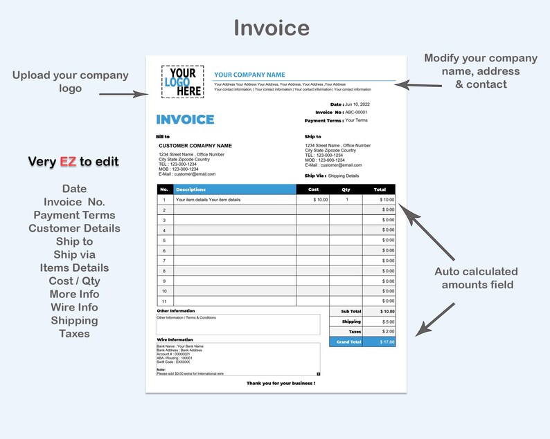 Digital Professional Editable Business Bundle Template, Invoice ...