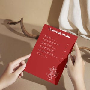 Minimalist Cocktail Menu Template | Editable Canva Bar Menu | Elegant ...