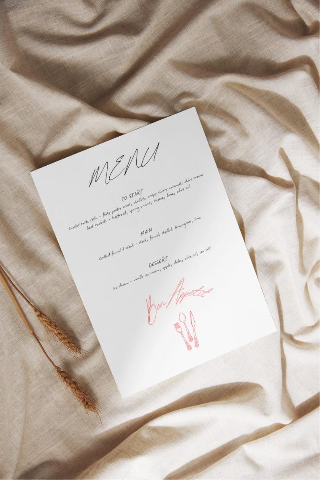 Elegant Bon Appétit Menu Template | Printable & Editable Menu for ...