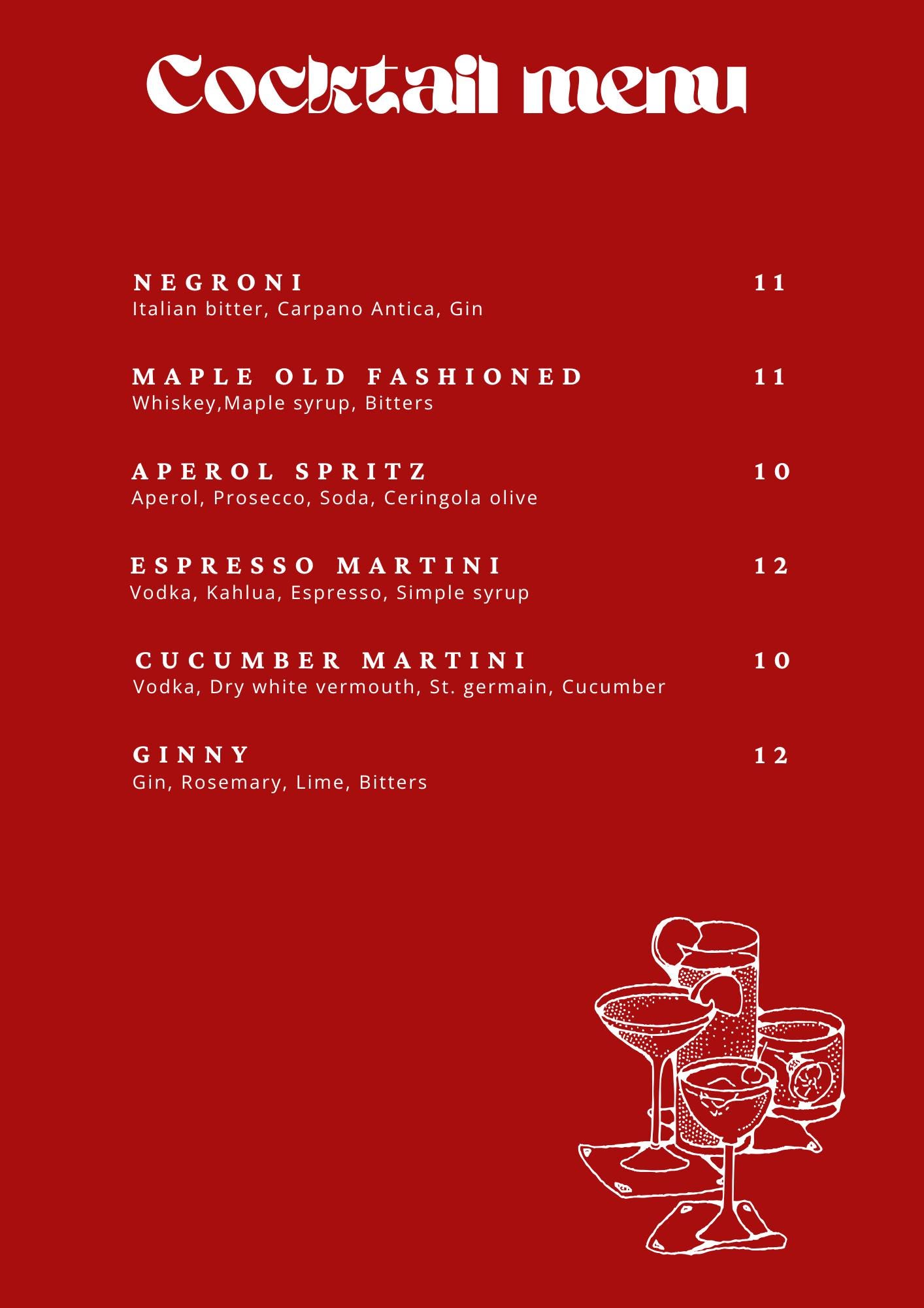 Minimalist Cocktail Menu Template | Editable Canva Bar Menu | Elegant ...