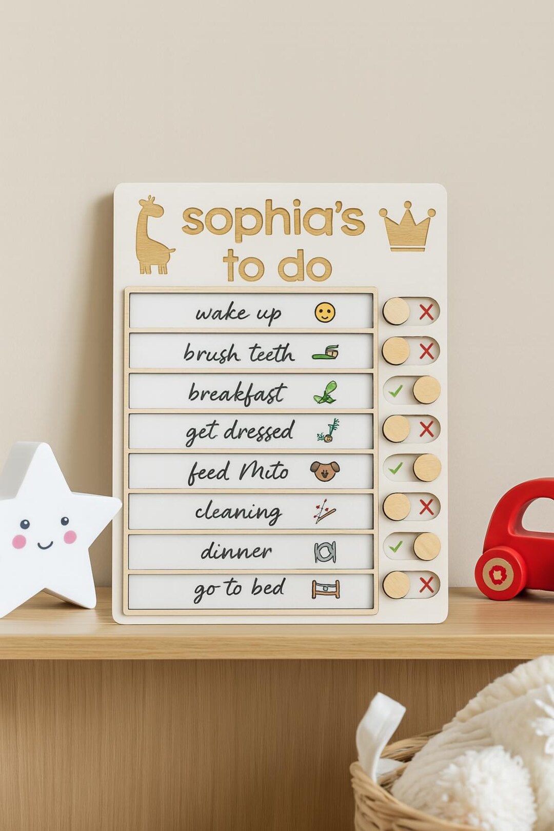 Personalized Wooden Daily Routine Chart, Visual Schedule, Daily Tasks ...