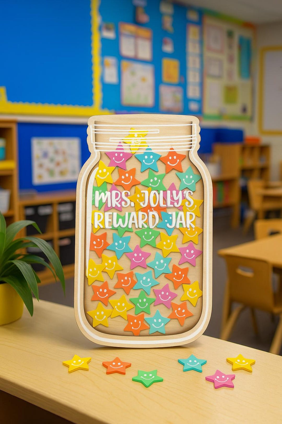 Personalised Star Smile Reward Jar, Colorful Classroom Decor, Back to ...