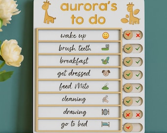 Personalized Wooden Daily Routine Chart, Visual Schedule, Daily Tasks ...