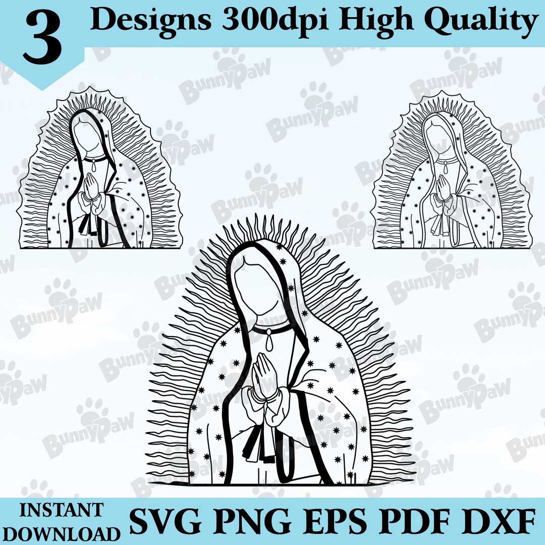 Virgin Mary Svg Png, Outline Virgen De Guadalupe, Mother of Jesus ...