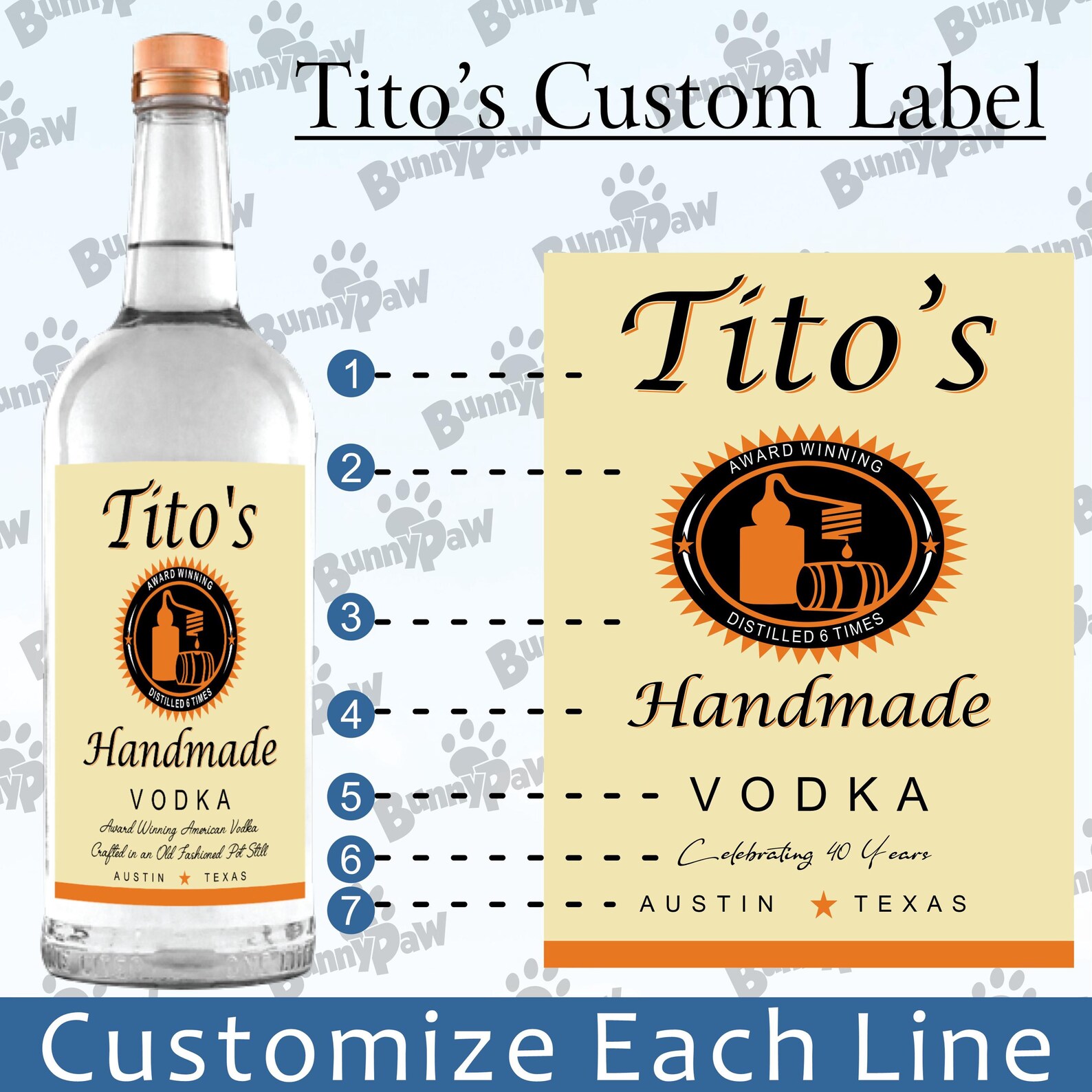 Custom Tito's Vodka Label, Tito's Svg, Custom Titos Label, 750ml, 375ml, 50ml Personalize ...