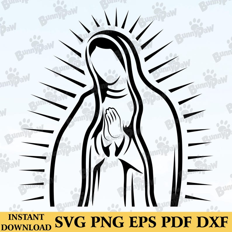 Virgin of Guadalupe Outline SVG, Mother Mary Vector (digital Download ...