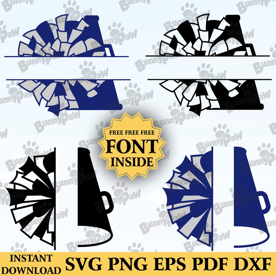 Cheerleader Svg, Sports Clipart, Pink Cheerleader Pom and Megaphone ...