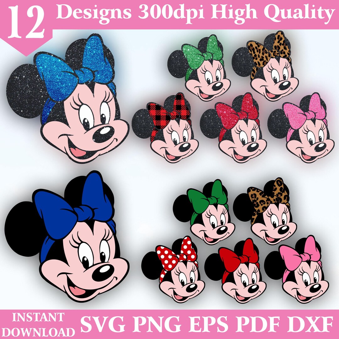Minnie Mouse SVG Bundle Layered Head Svg, Minnie Mouse Svg, Minnie ...