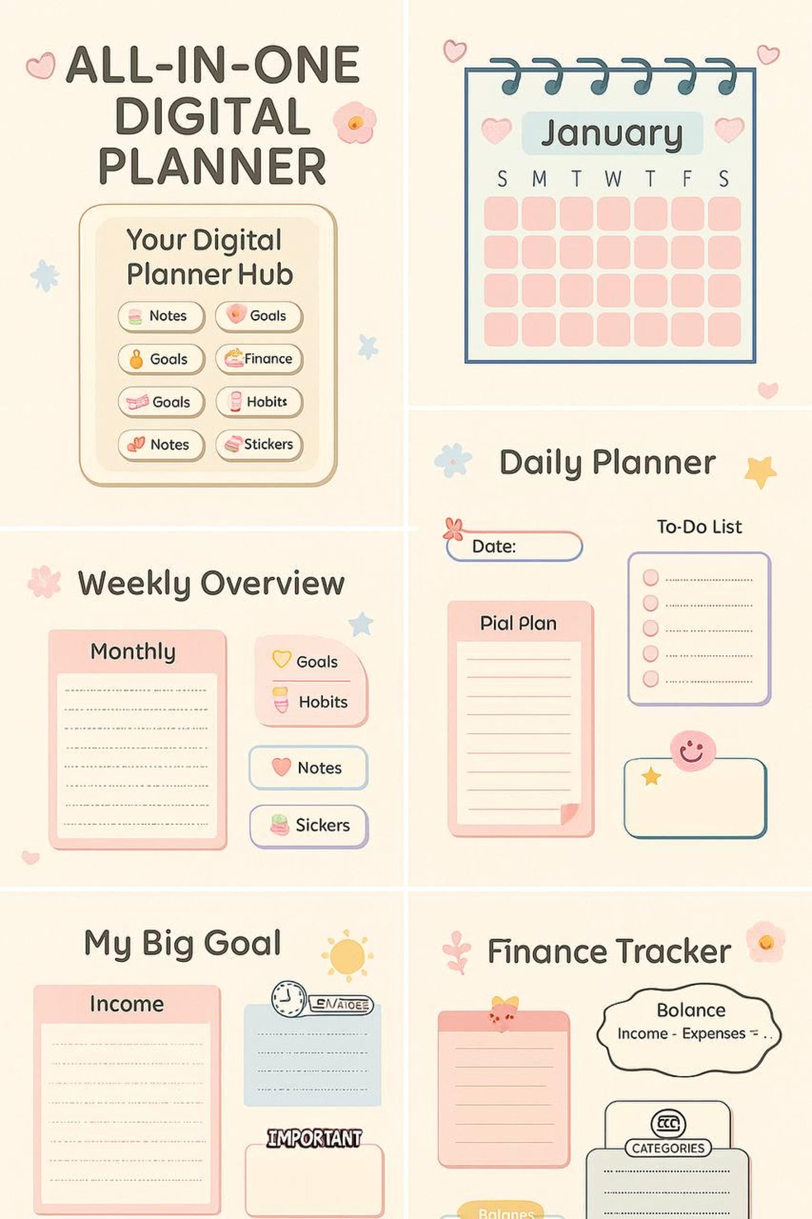 2025-2026 iPad Digital Planner for Goodnotes Daily Weekly Monthly ...