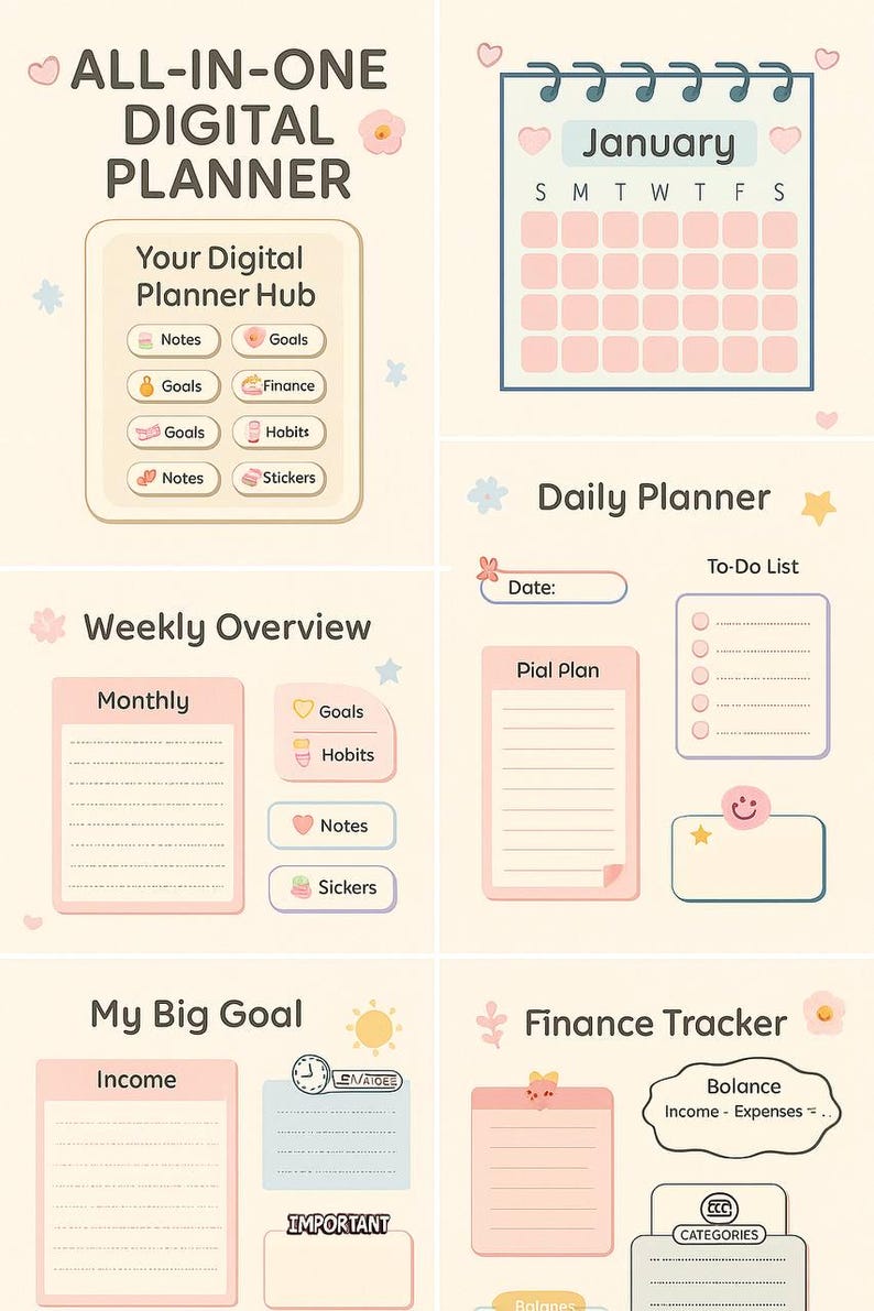 2025-2026 iPad Digital Planner for Goodnotes Daily Weekly Monthly ...