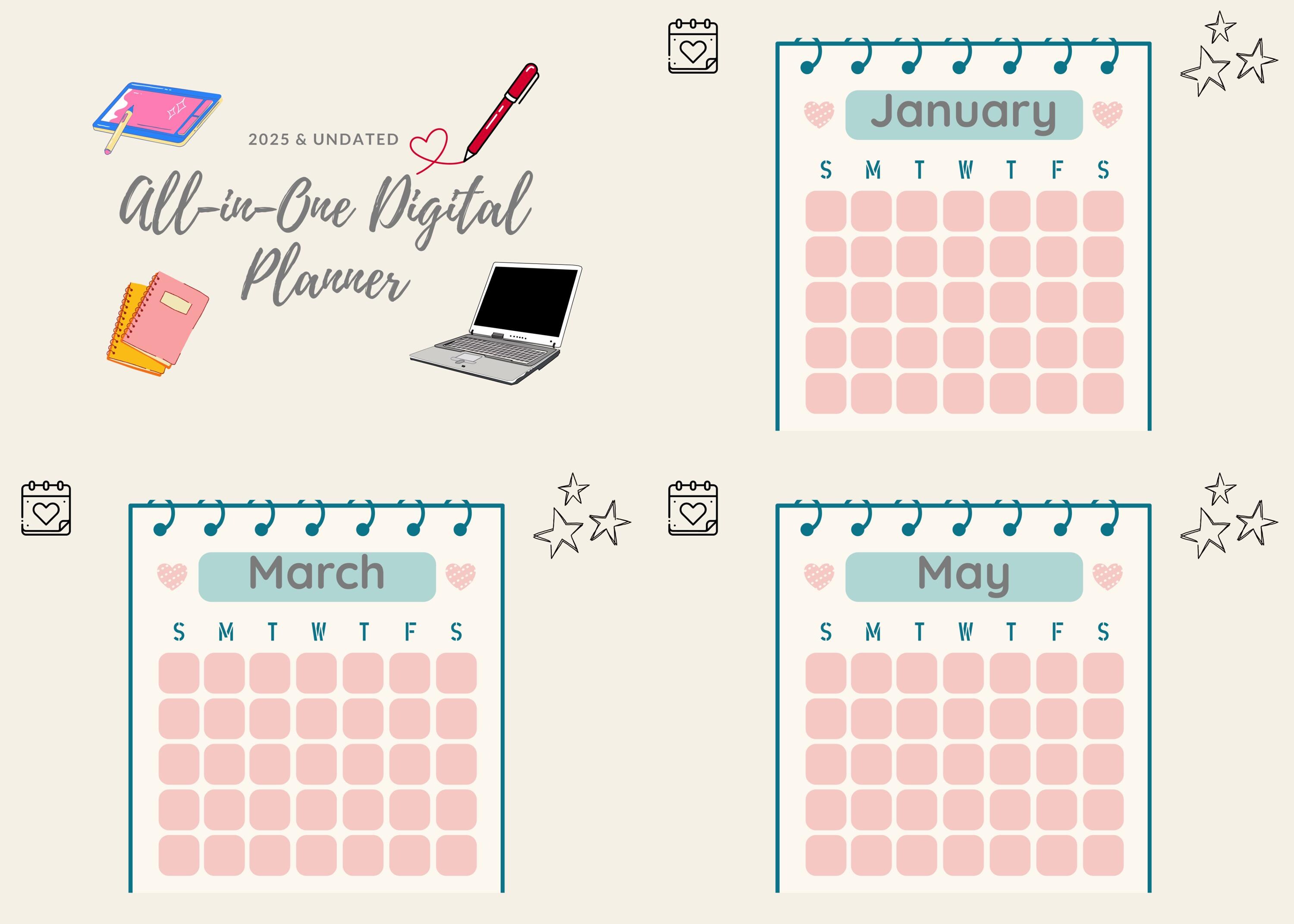 2025-2026 iPad Digital Planner for Goodnotes Daily Weekly Monthly ...