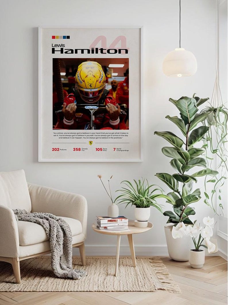 Lewis Hamilton F1 Poster Retro Aesthetic Digital Art Formula 1 Wall Art ...
