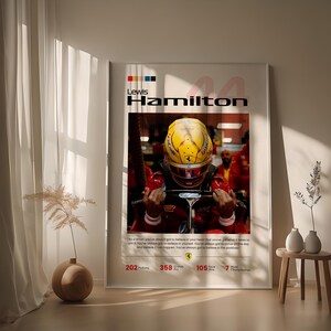 Lewis Hamilton F1 Poster Retro Aesthetic Digital Art Formula 1 Wall Art ...