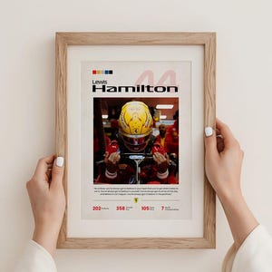 Lewis Hamilton F1 Poster Retro Aesthetic Digital Art Formula 1 Wall Art ...