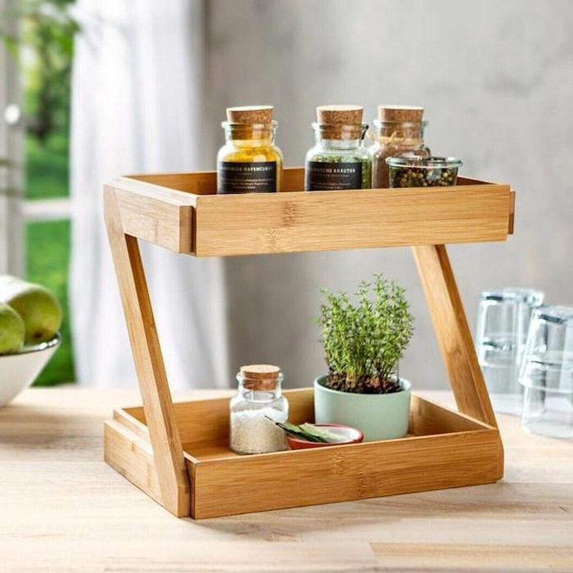 Wooden Kitchen Organizer, Wooden Fruit Stand, Layered Vegetable Rack ...