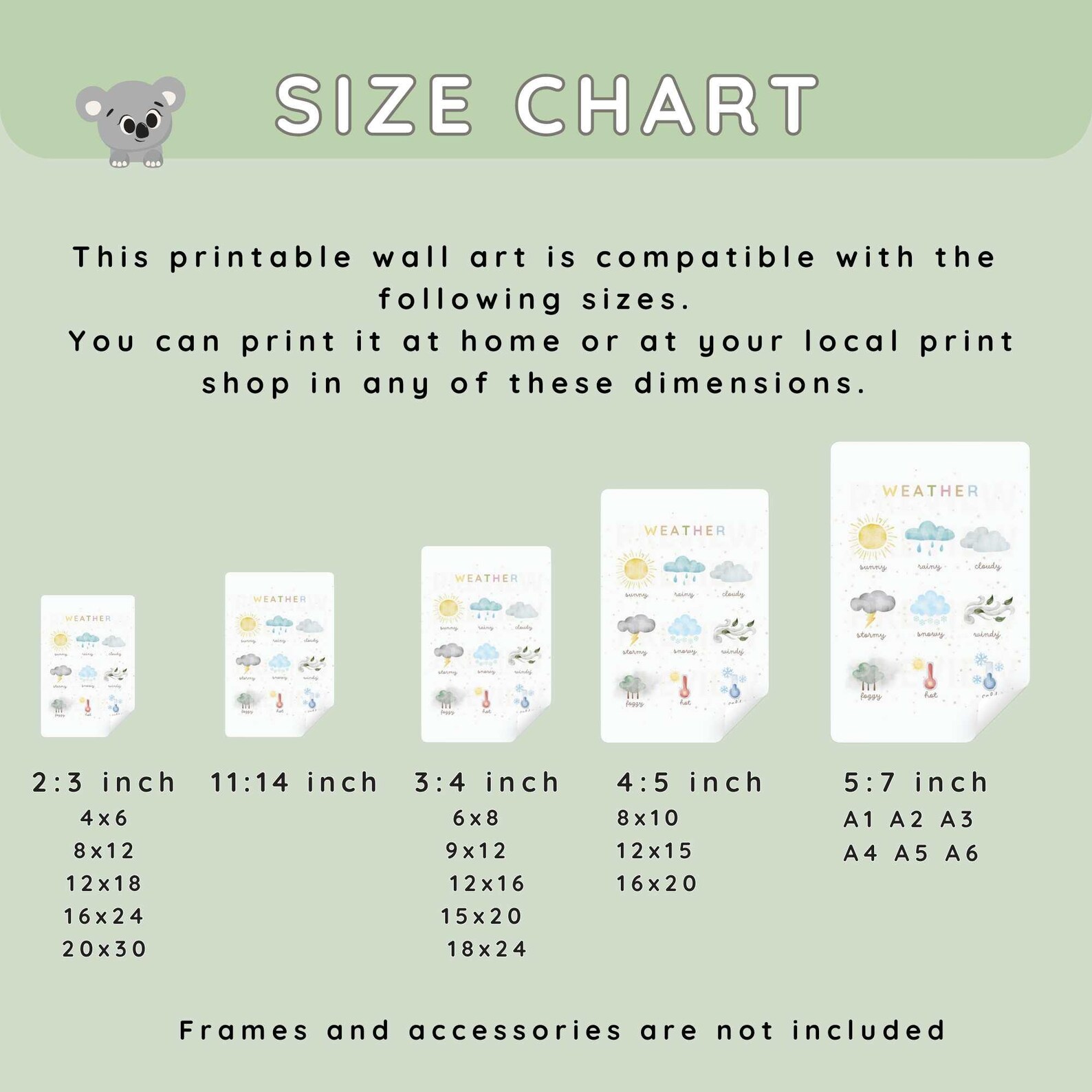 Weather Poster for Kids – Montessori Educational Printable Chart ...
