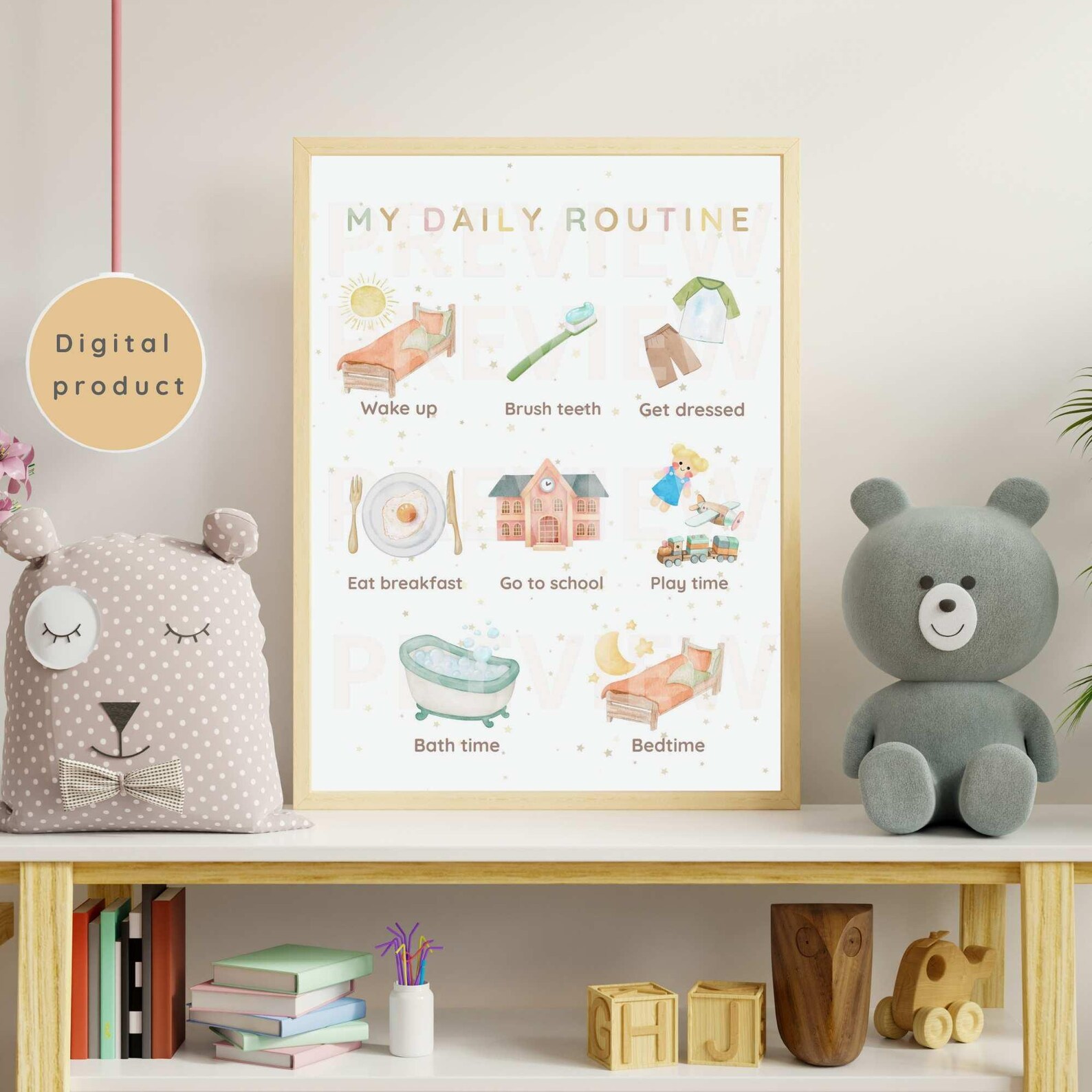 Daily Routine Poster for Kids – Montessori Visual Schedule Printable ...
