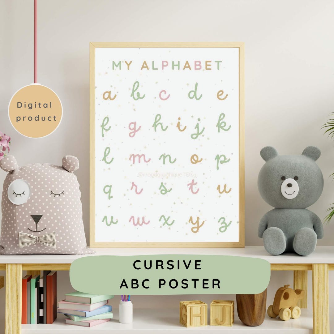 Cursive Alphabet Wall Art | Handwriting Practice Poster | Educational ...
