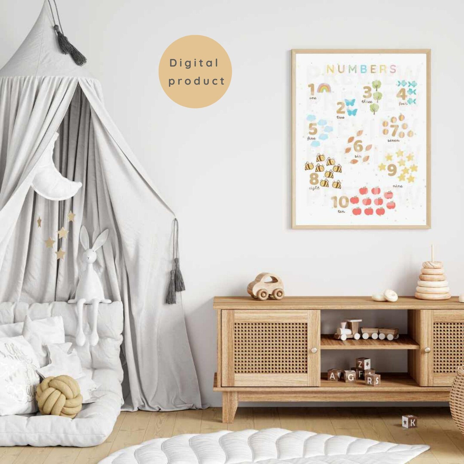 Numbers Poster 1–10 – Printable Counting Chart – Preschool Math Wall ...