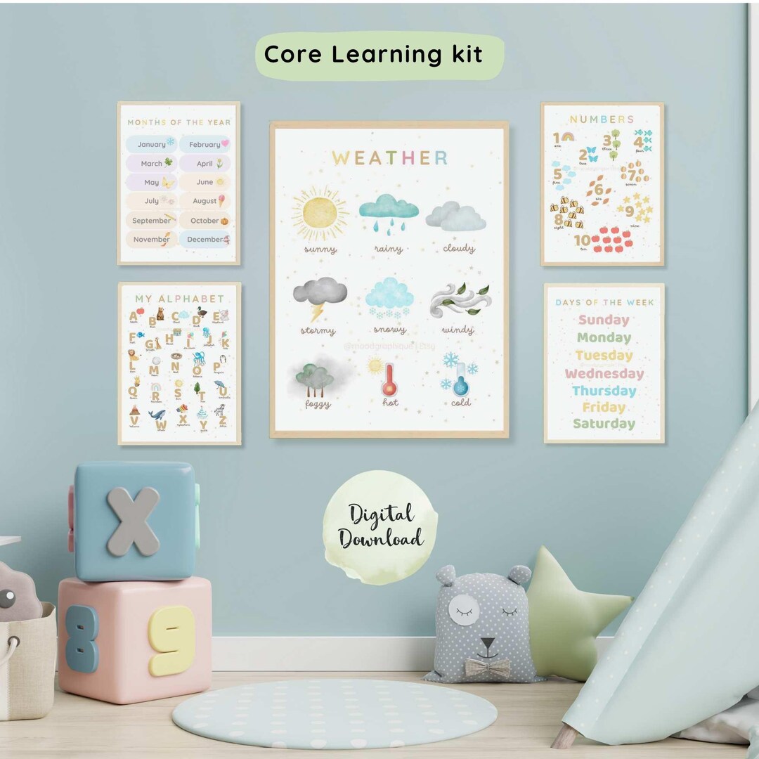 Educational Prints: Alphabet, Numbers, Weather & Months (digital ...