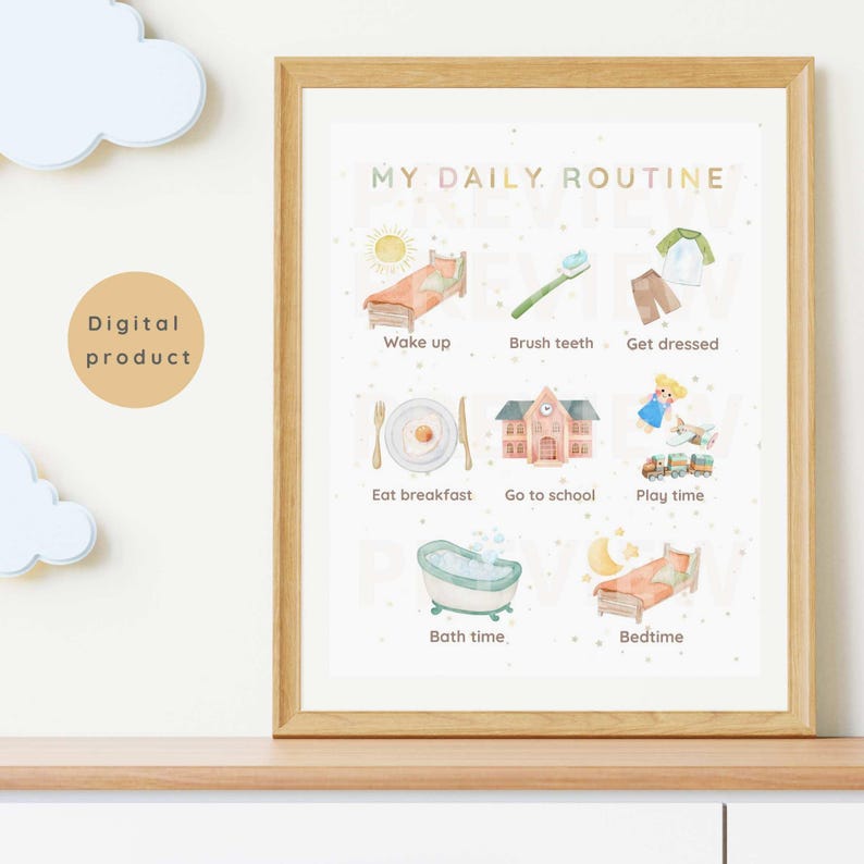 Daily Routine Poster for Kids – Montessori Visual Schedule Printable ...