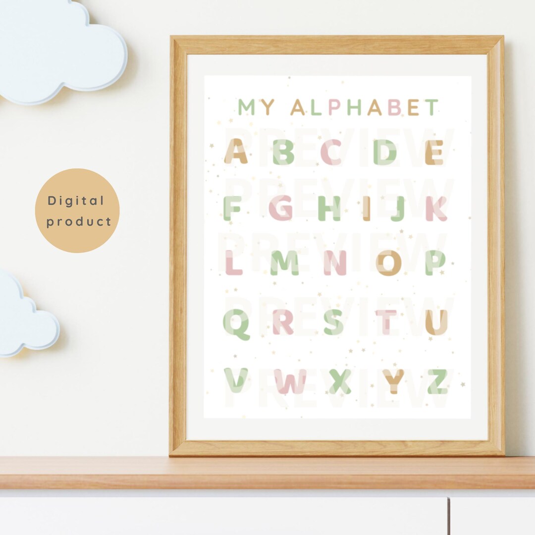 ABC Alphabet Poster – Uppercase Letters Wall Art – Educational Nursery ...
