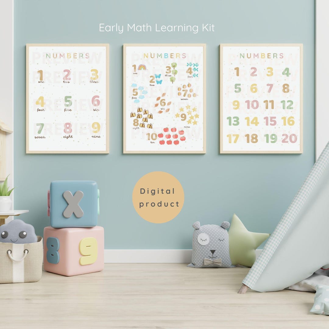 Early Math Learning Kit – Printable Numbers Posters 1–9, 1–10 ...