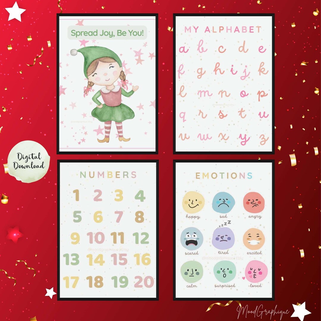 Christmas Learning Bundle – Elf & Blush Pink Posters for Girls Room ...