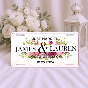 Custom Wedding License Plate, Just Married Car Plate, Car Tag for Bride ...