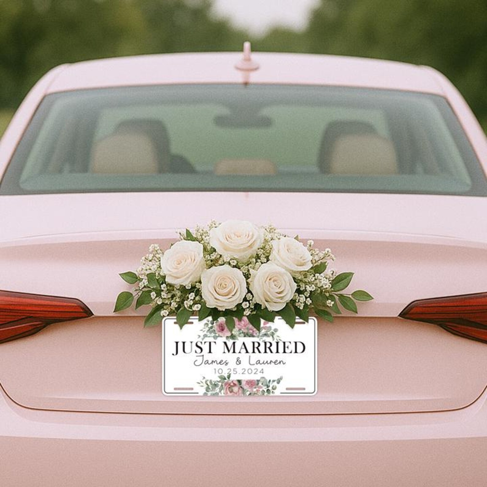 Custom Wedding License Plate, Just Married Car Plate, Car Tag for Bride ...