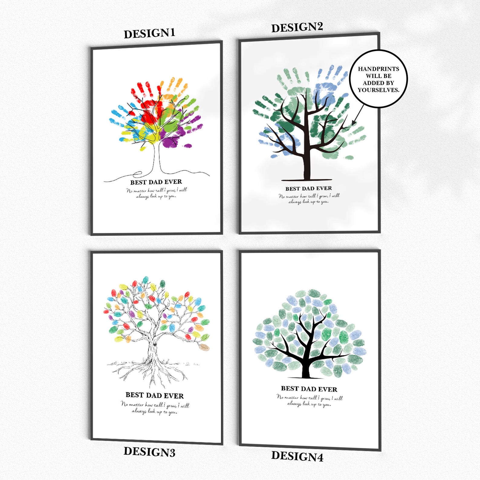 Handprint Family Tree Art Print, Handmade Father's Day Gift, Printable ...