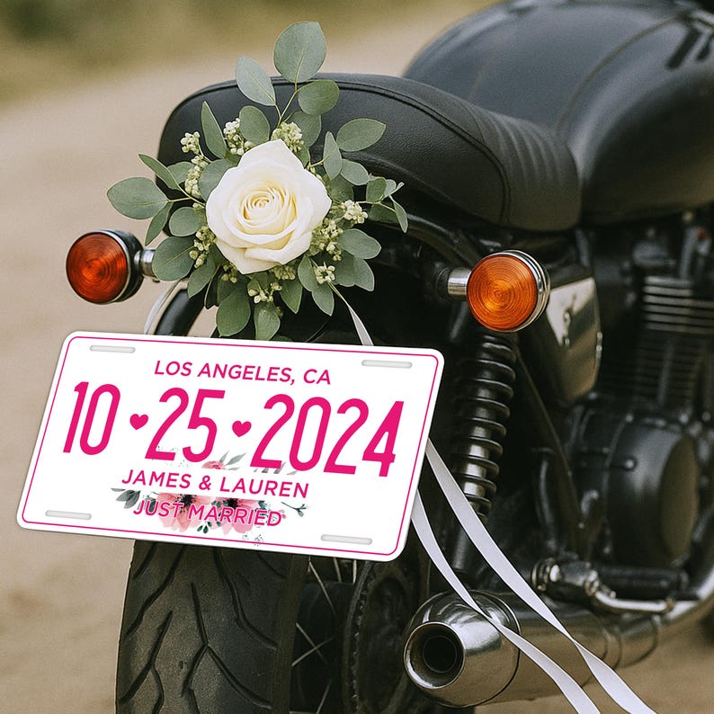 Custom Wedding License Plate, Just Married Car Plate, Car Tag for Bride ...
