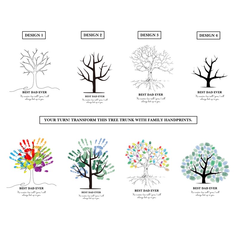 Handprint Family Tree Art Print, Handmade Father's Day Gift, Printable ...