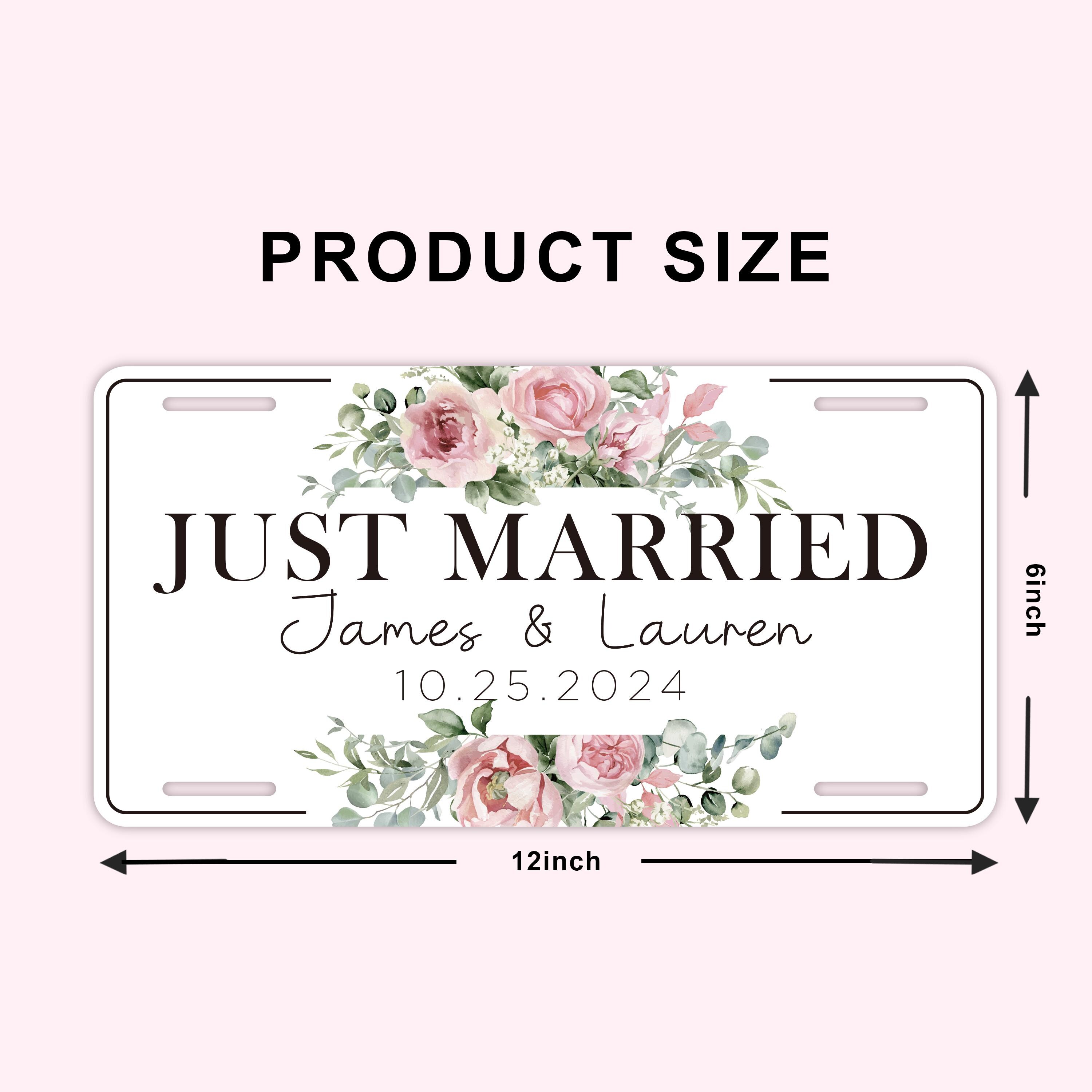 Custom Wedding License Plate, Just Married Car Plate, Car Tag for Bride ...
