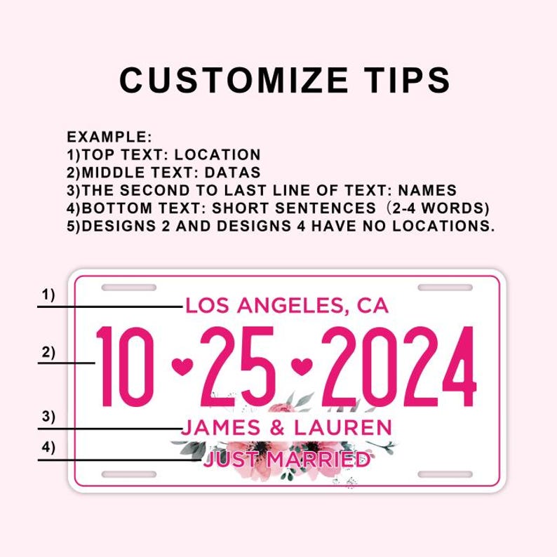 Custom Wedding License Plate, Just Married Car Plate, Car Tag for Bride ...