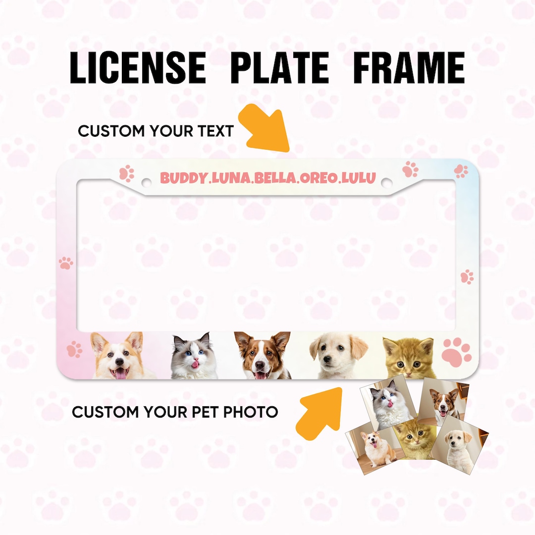 Custom Pet License Plate Frame Pet License Plate Frame License Plate ...