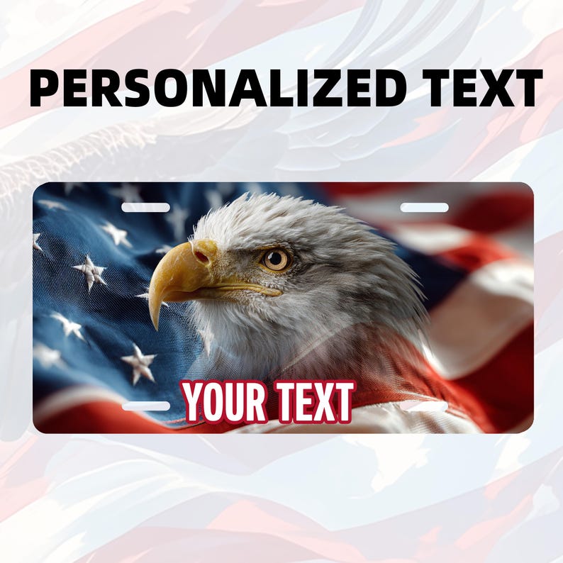 USA Eagle Flag License Plate - Custom License Plate, Bald Eagle ...