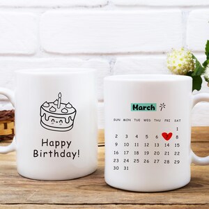 Personalized Calendar Mug, Custom Date Mug, Anniversary Gift, Custom ...