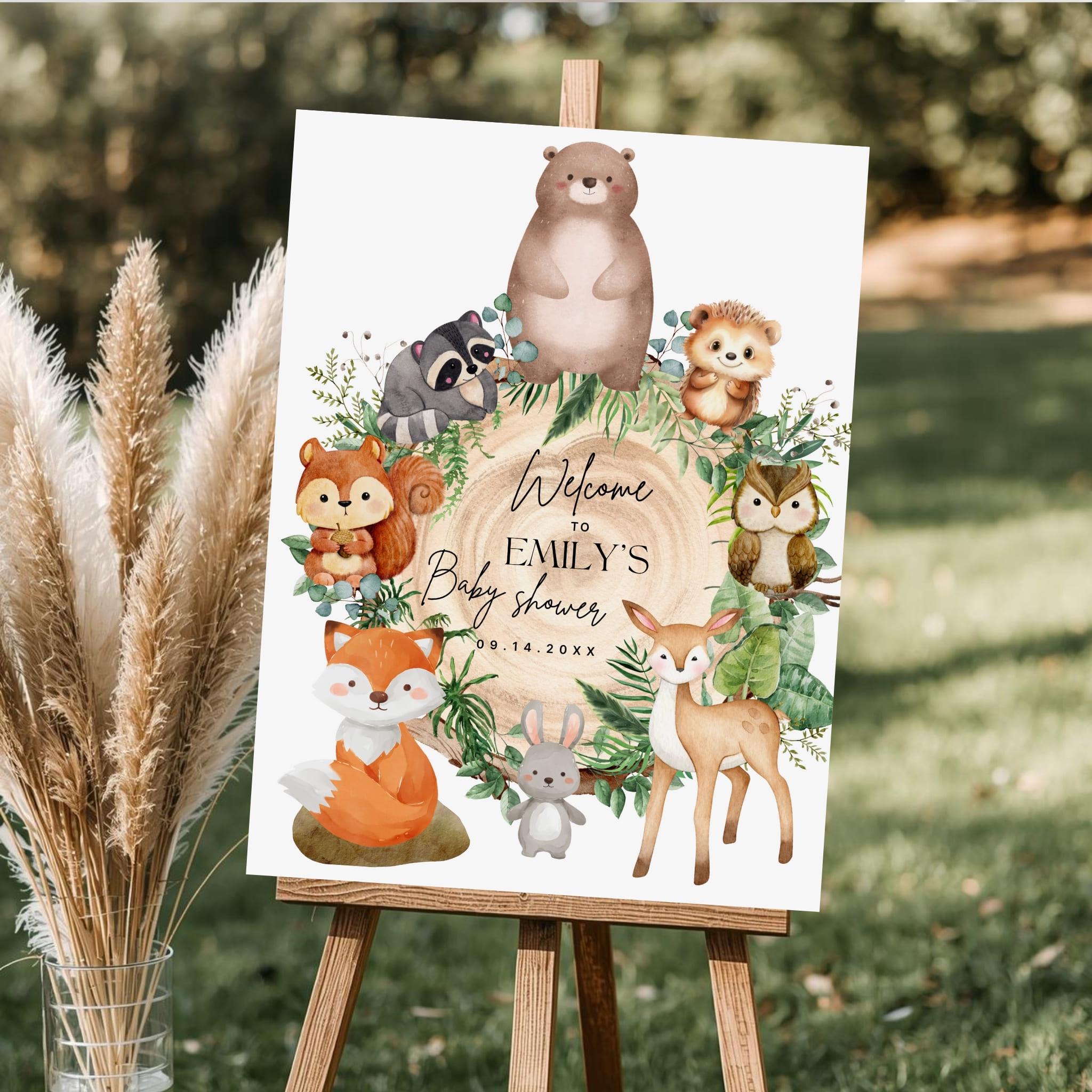 EDITABLE Greenery Woodland Baby Shower Welcome Sign, Woodland Welcome ...