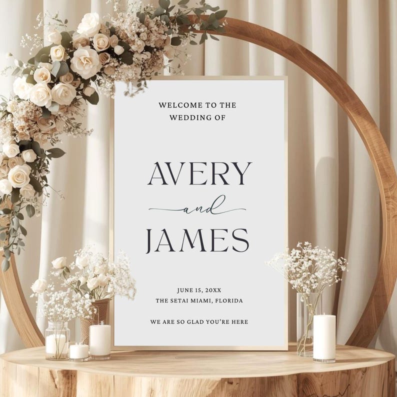 EDITABLE Minimalist Wedding Welcome Sign, Elegant Welcome Poster ...
