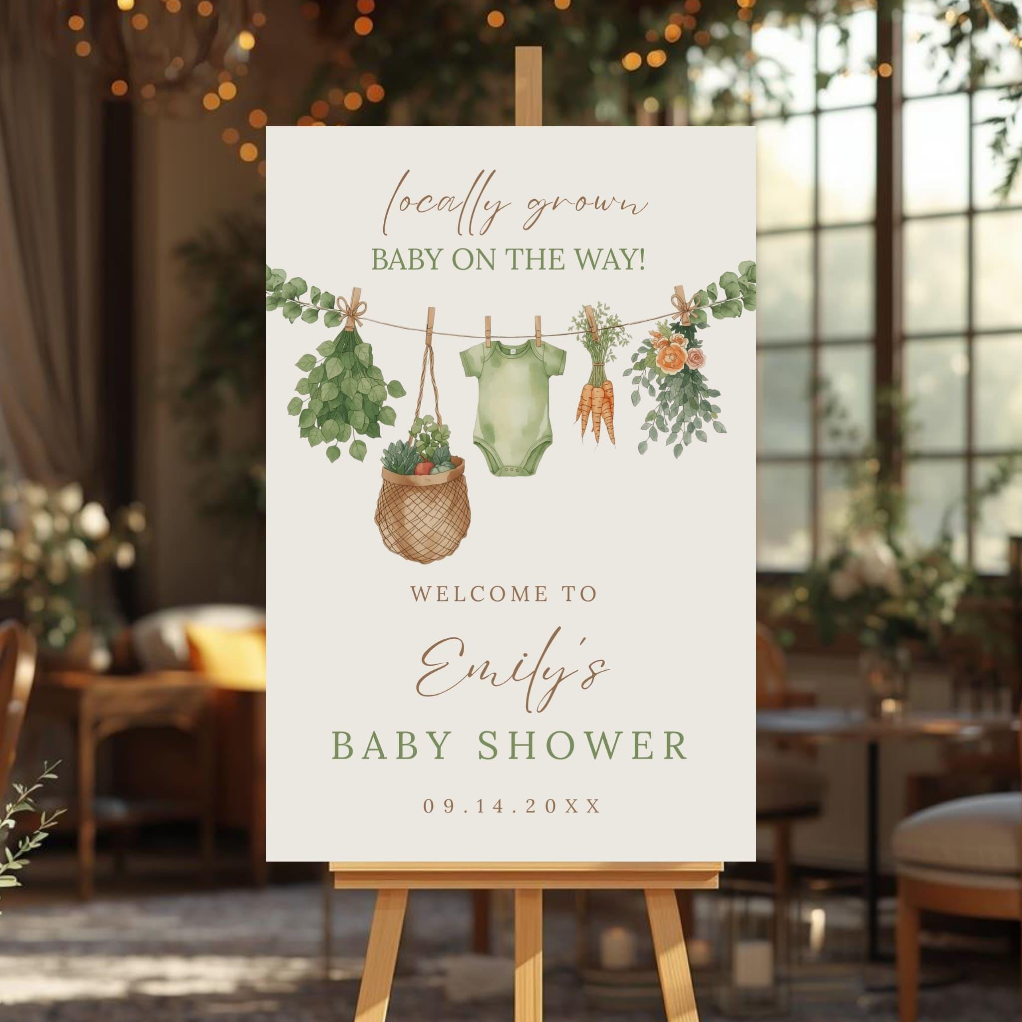 Locally Grown Baby Shower Welcome Sign, Farmer's Market Baby Shower ...
